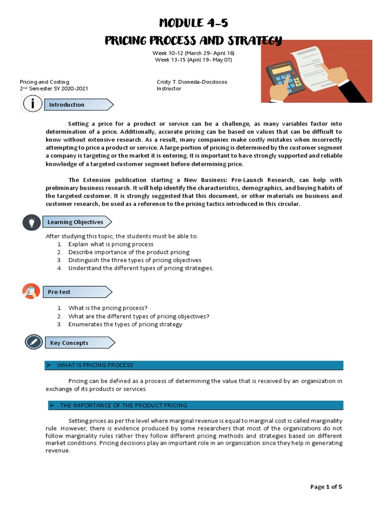 Costing and Pricing Module 4-5 | PDF | Pricing | Profit (Economics)