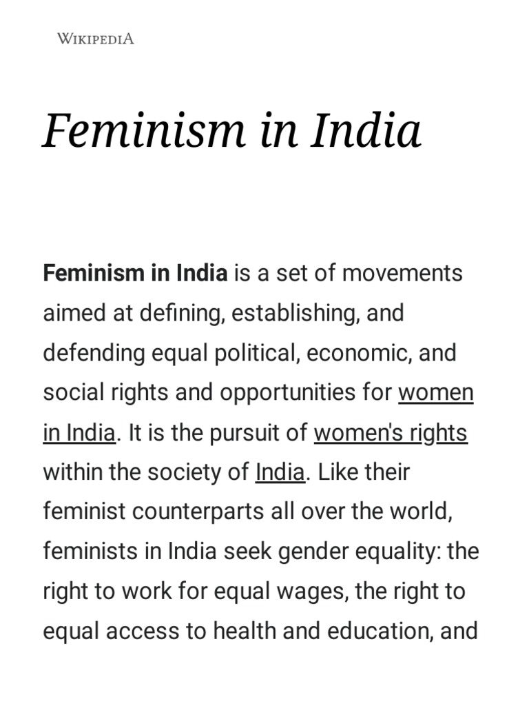 Feminism in India - Wikipedia | PDF | Domestic Violence | Feminism