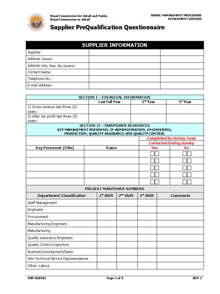 020102g - Supplier Prequalification | PDF | Welding | Construction