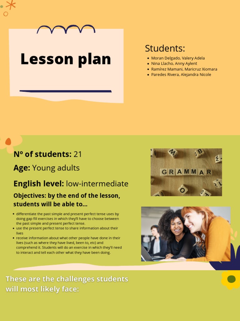 Lesson Plan Pdf Perfect Grammar Grammatical Tense