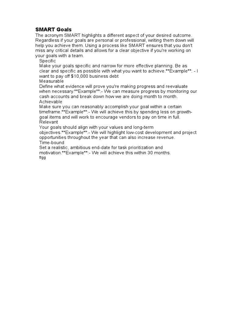SMART Goals | PDF
