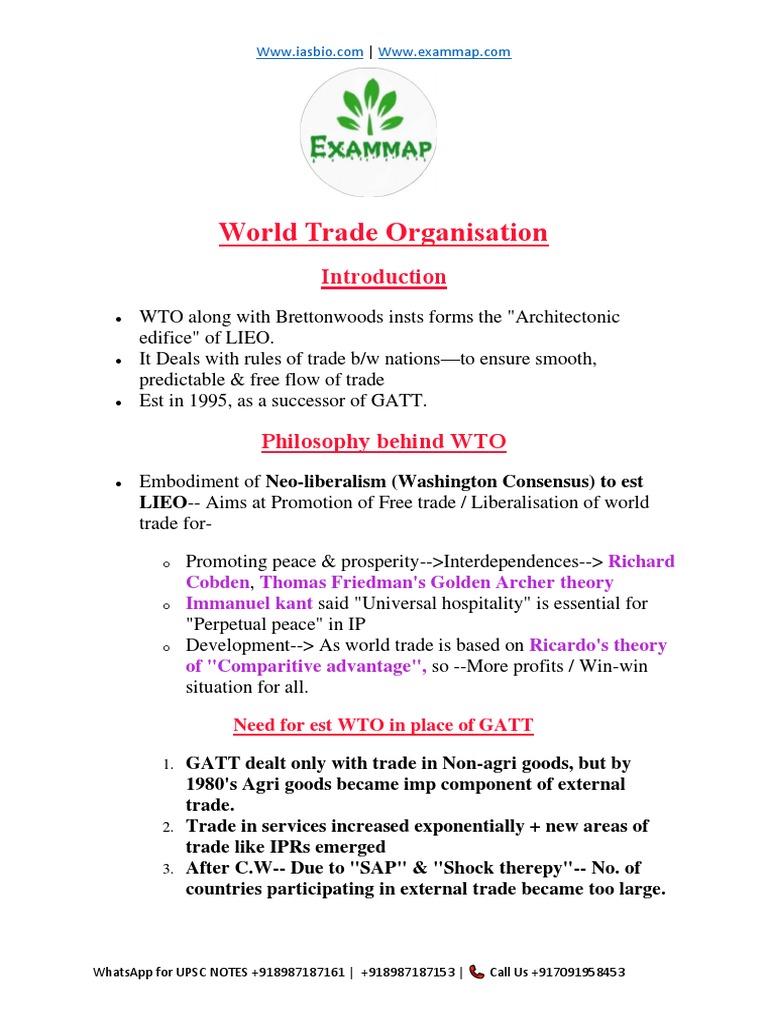 Overview of WTO and Its Principles | PDF | World Trade Organization ...
