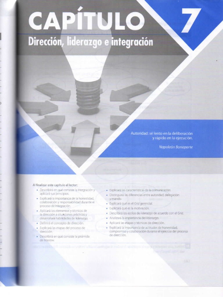 Capítulo 7 Dirección Liderazgo e Integración | PDF