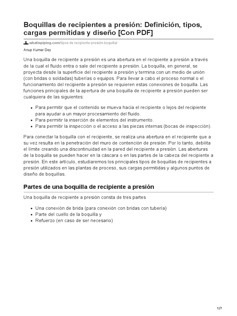 Pressure Vessel Nozzles Definition Types Allowable Loads and Design ...