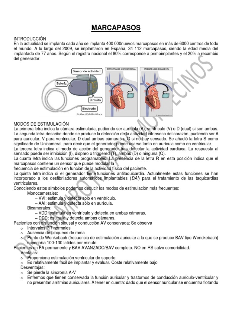 Tipos y Funciones de Marcapasos | PDF | Marcapasos cardíacos ...