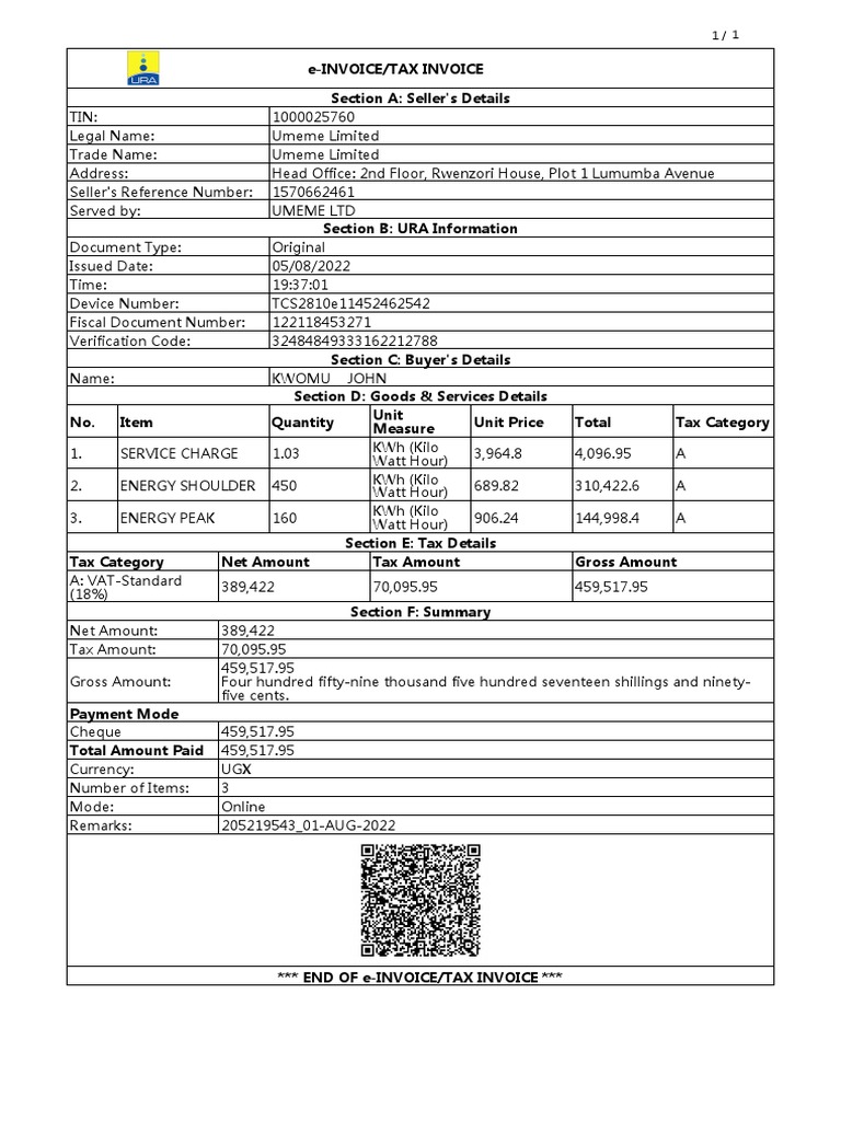 e-invoice details | PDF | Taxes | Invoice