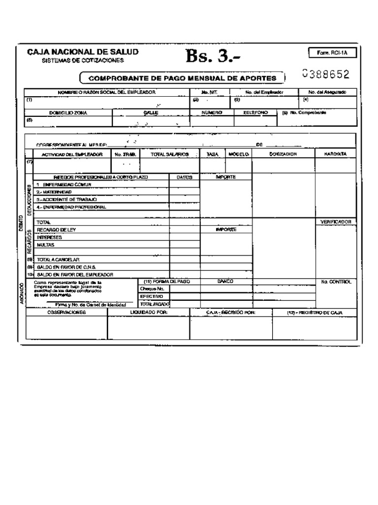 Formulario RCI-1A | PDF