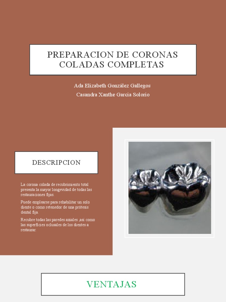 Preparacion de Coronas Coladas Completas | PDF | Dentadura postiza | Diente