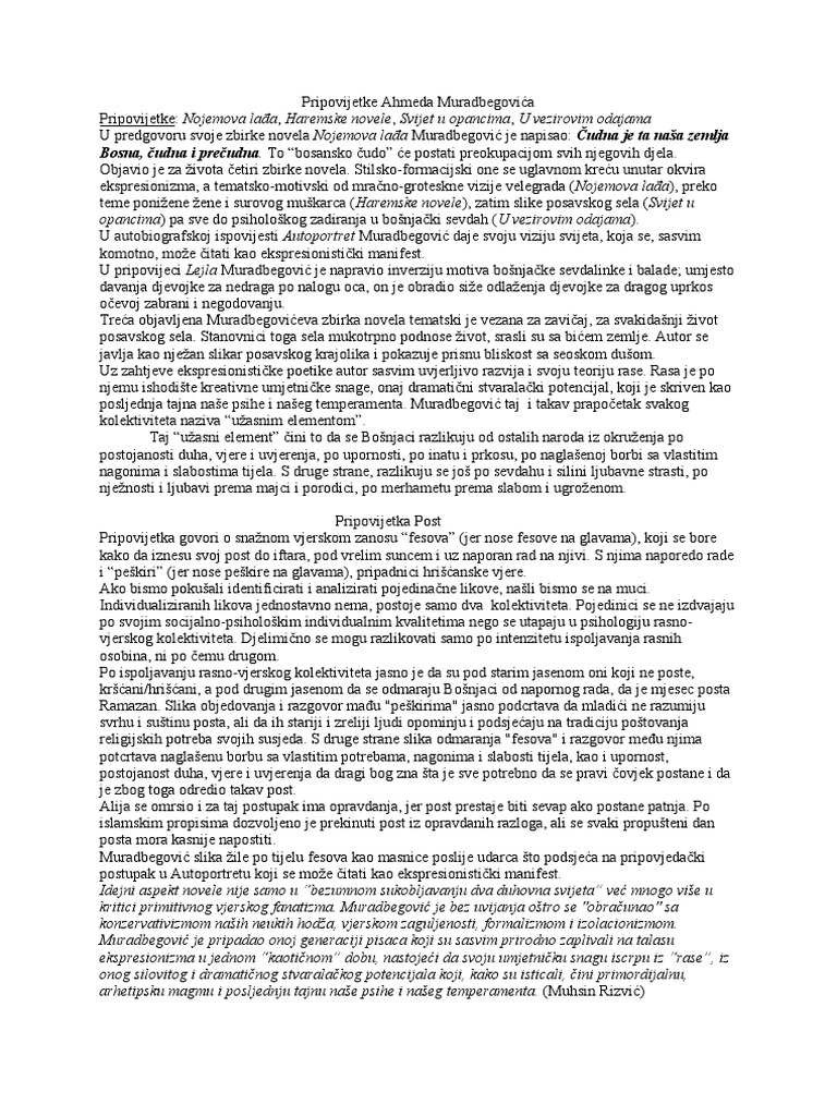 Pripovijetke Ahmeda Muradbegovića | PDF