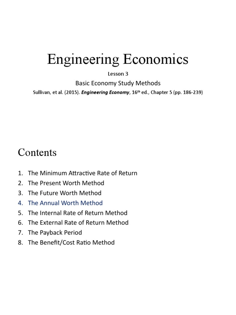 Engg Econ Lecture 3.4 - Annual Worth | PDF | Interest | Capital (Economics) Engg Econ Lecture 3.4 - Annual Worth | PDF | Interest | Capital (Economics)