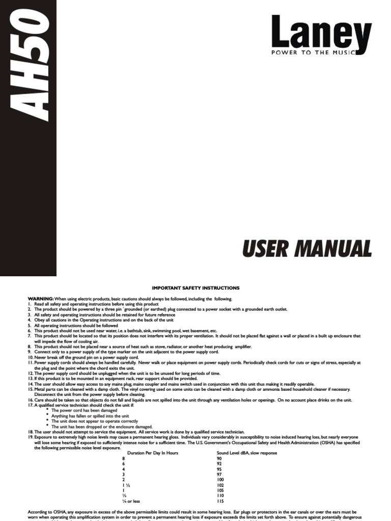 Laney AH50 Manual | PDF | Microphone | Noise
