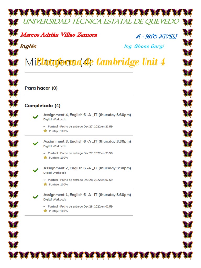 Plataforma de Cambridge Unit 4: Resumen de la unidad 4 del curso de inglés de Cambridge para la ...