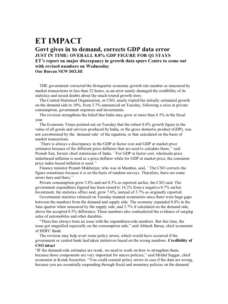 GDP Error Analysis | PDF | Finance & Money Management | Social Science