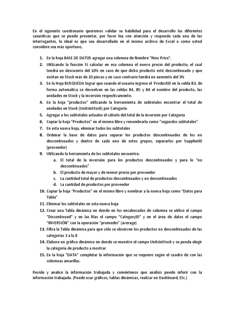 Prueba Excel | PDF | Microsoft Excel | Informática Prueba Excel | PDF | Microsoft Excel | Informática