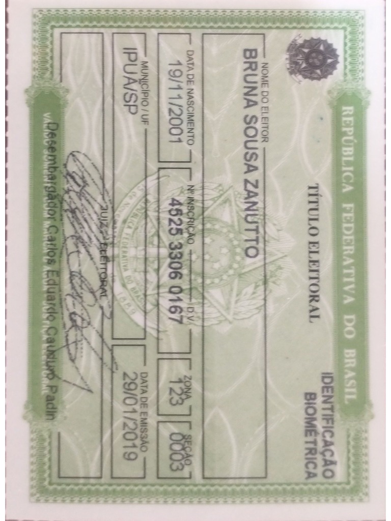 Título de Eleitor e Comprovante de Voto | PDF