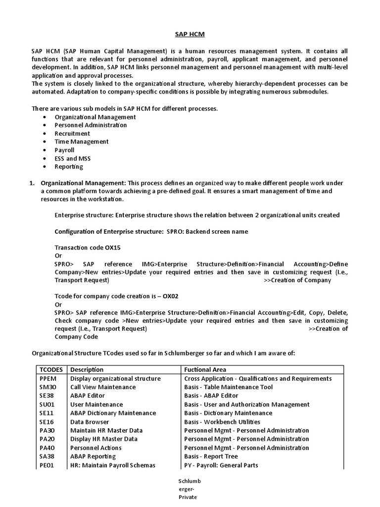 Sap HCM: 1. Organizational Management: This Process Defines An ...