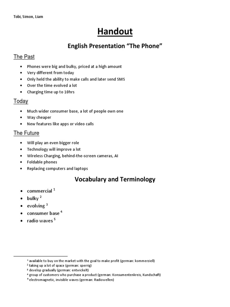 Handout English Presentation | PDF
