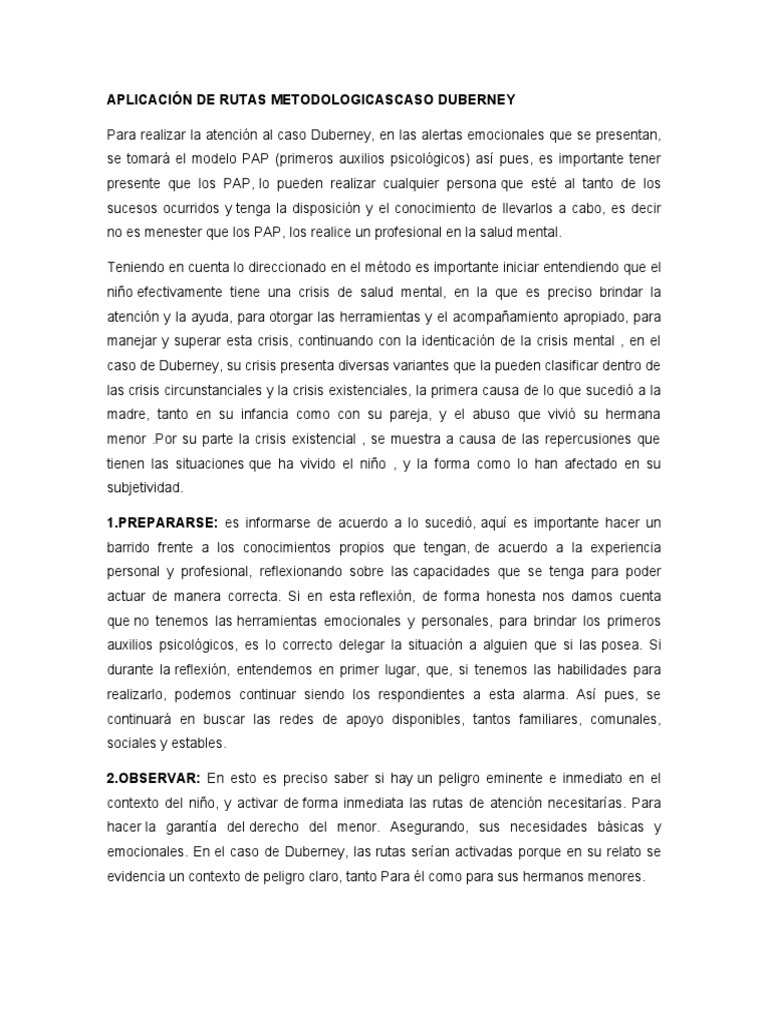 Aplicación de Rutas Metodologicascaso Duberney de Zaira ... | PDF | Empatía | Las emociones