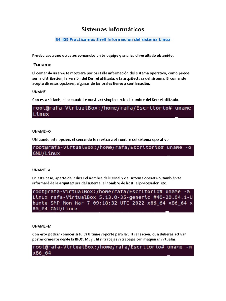 B4 - I09 Practicamos Shell Información Del Sistema Linux | PDF ...