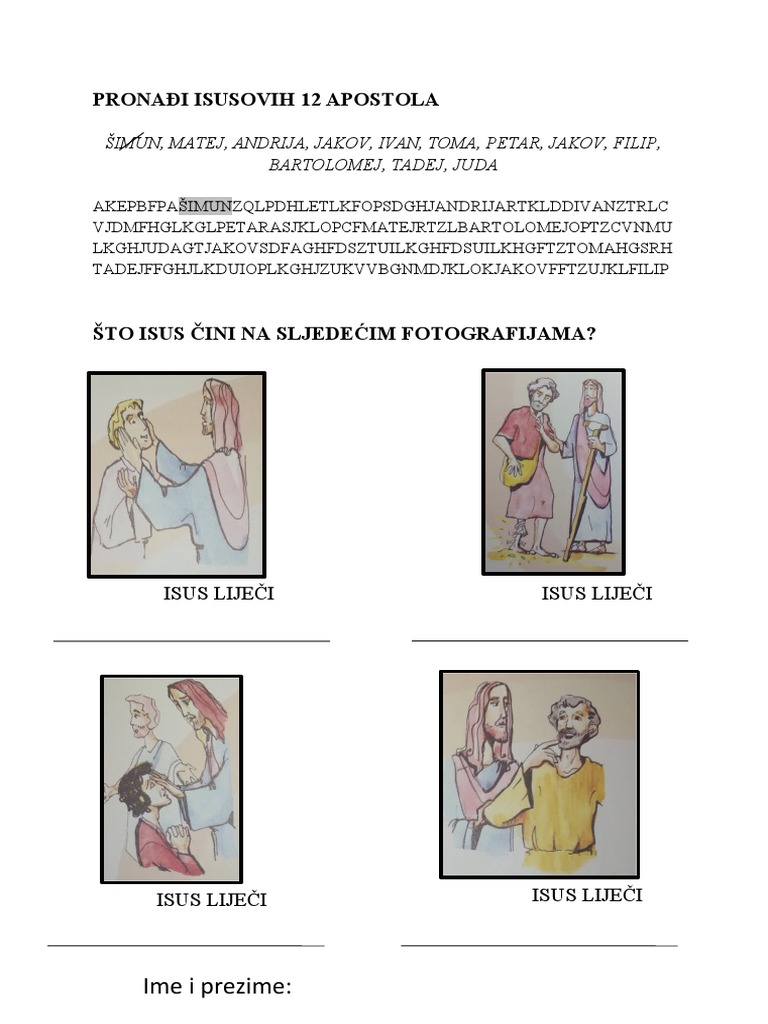 Pronađi Isusovih 12 Apostola | PDF