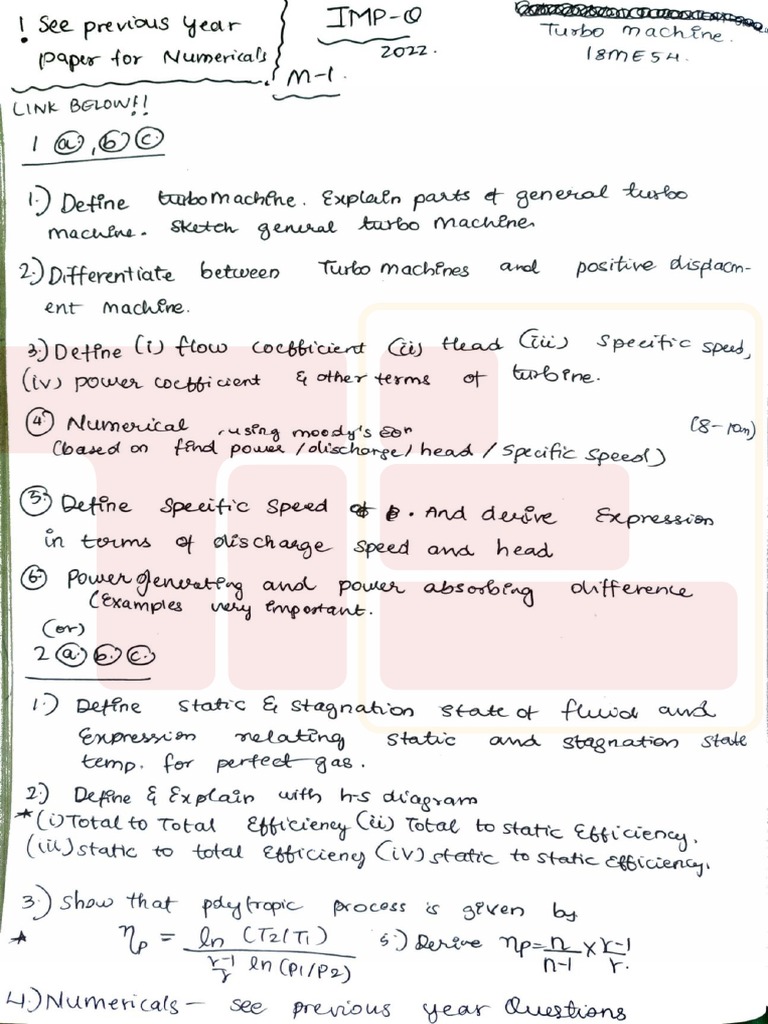 Important Questions 18ME54 Turbo VCFA TIE (1) PDF | PDF
