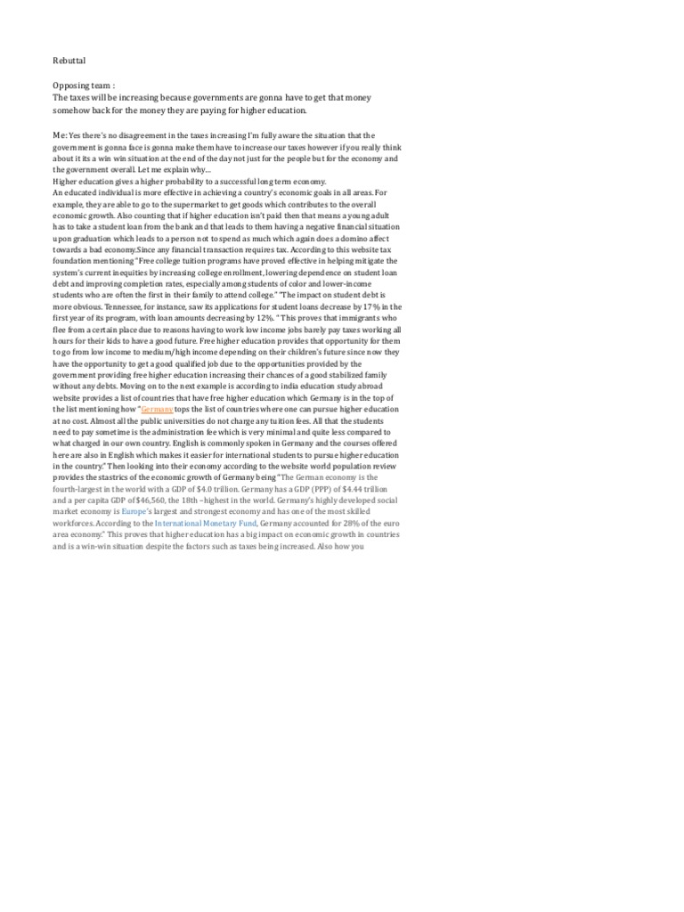 Rebuttal For Debate Economics | PDF