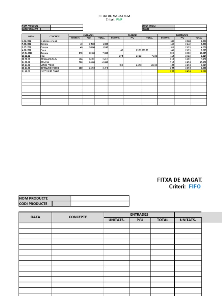 Plantilla Fitxa de Magatzem | PDF