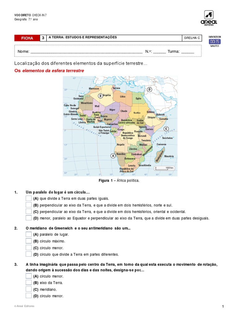 Ficha Os Elementos Da Esfera Terrestre | PDF | Terra | África