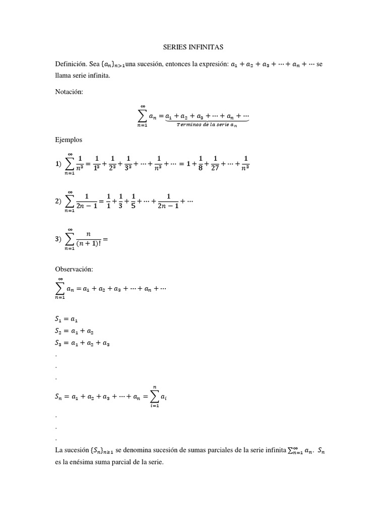 Series Infinitas | PDF | Series (Matemáticas) | Funciones y mapeos