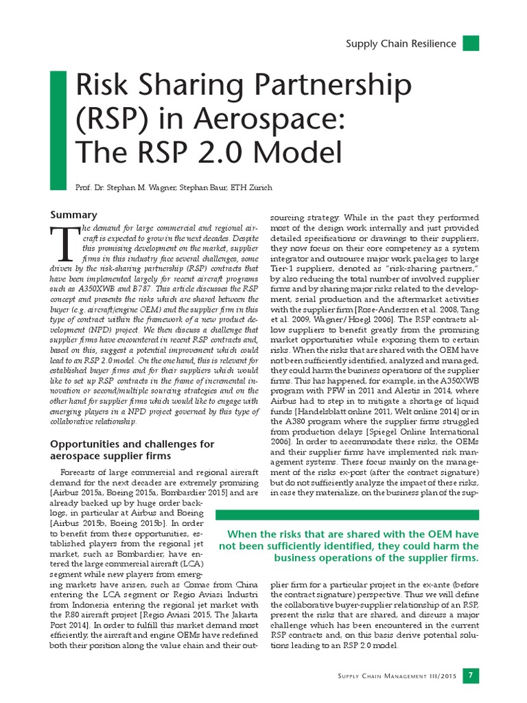 RSP 2.0 Model for Aerospace Suppliers | PDF | Procurement | Supply Chain