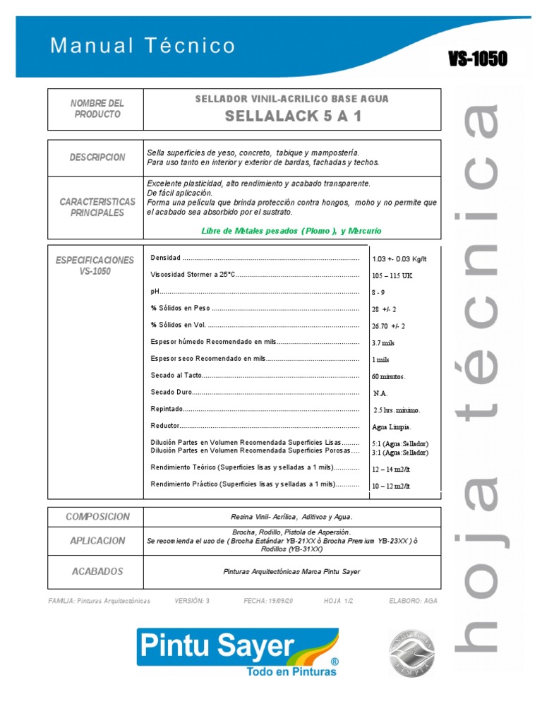 Sellador vinil-acrílico base agua para sellar superficies de yeso ...