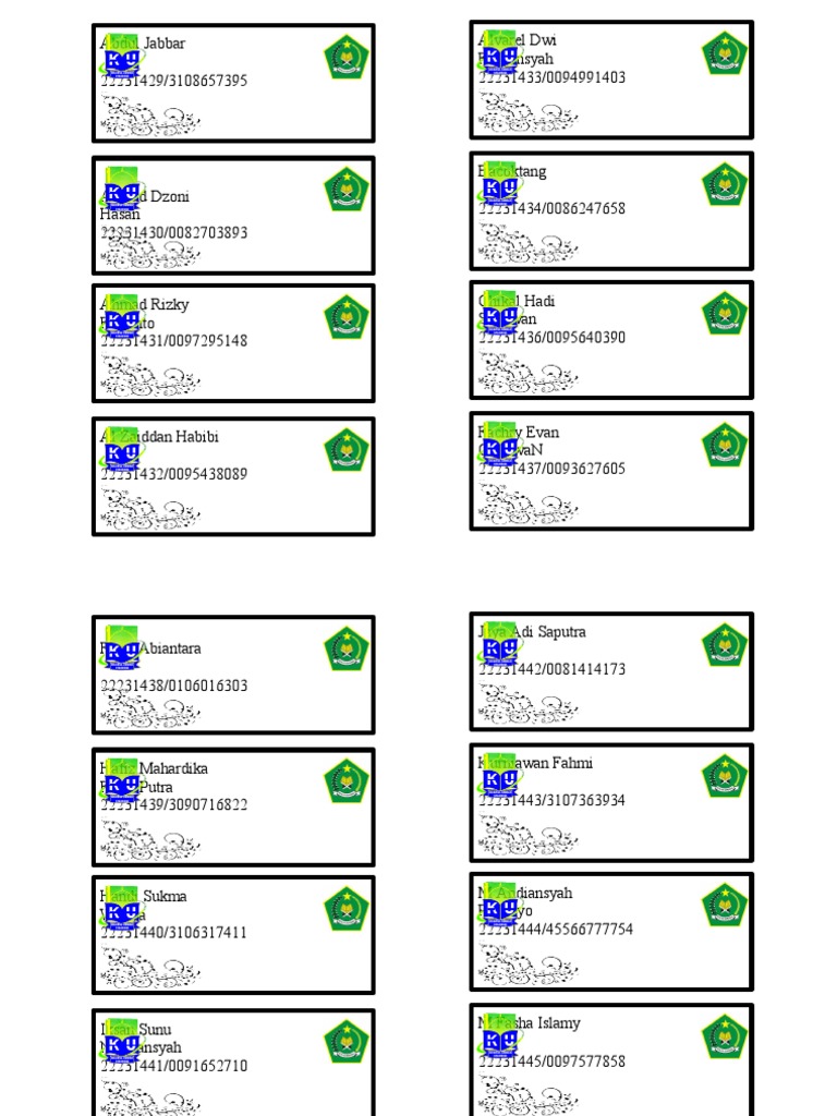 Label Nama Raport 71-1 | PDF