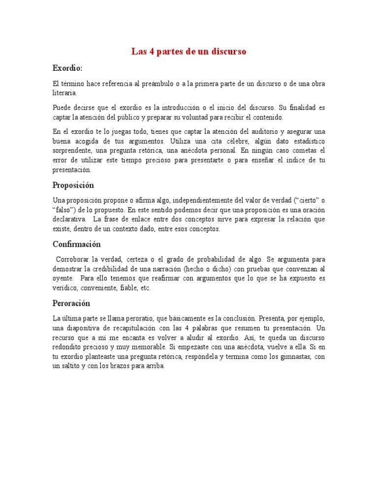 Las 4 Partes de Un Discurso | PDF