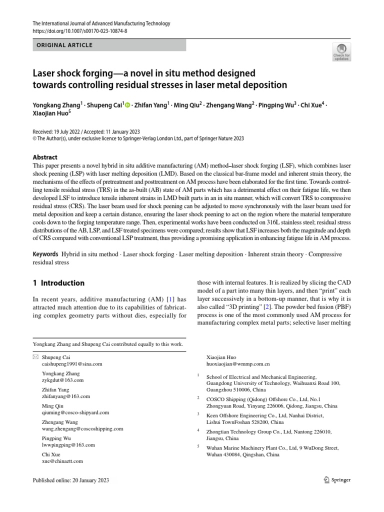 Laser Shock Forging-A Novel in Situ Method Designed | PDF | Deformation (Engineering ...