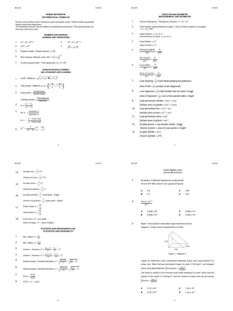 Essential Mathematical Formulae Guide | PDF | Polygon | Circle