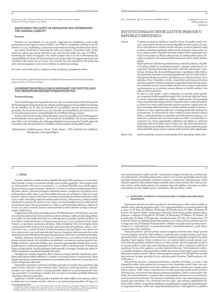 Institucionalni Okvir Zaštite Prirode U RH | PDF