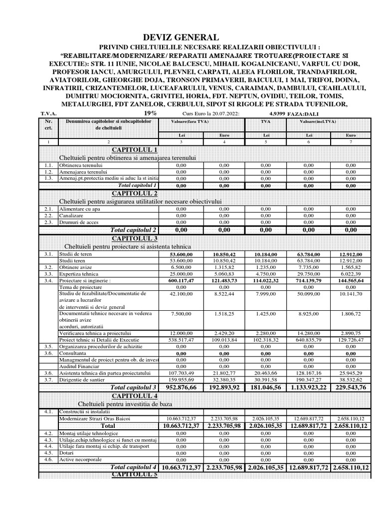 Deviz General Strazi Baicoi | PDF