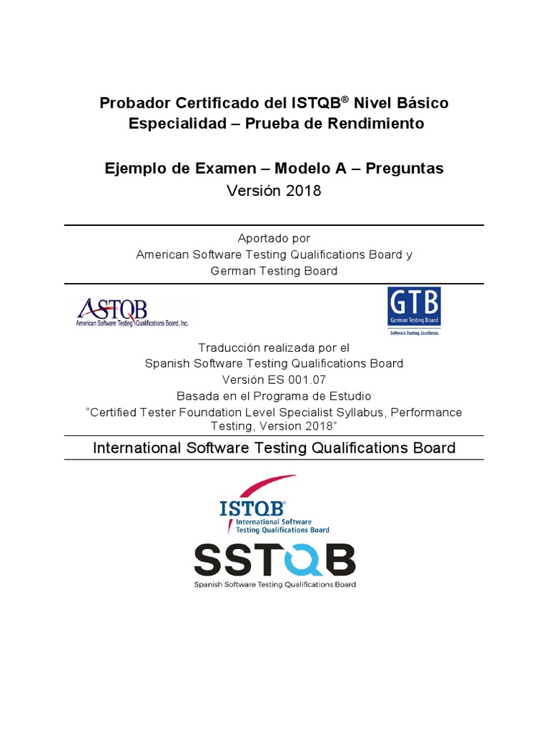 Istqb CTFL PT 2018 Es Ejemplo - de - Examen Preguntas Modelo - A SSTQB ...