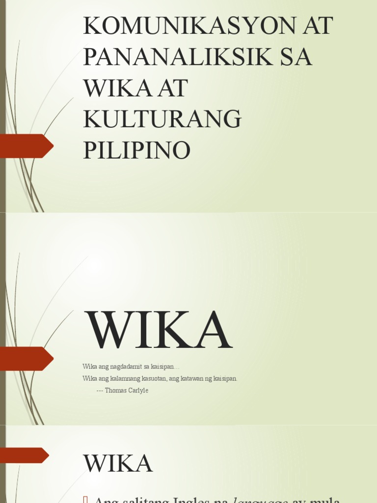 Komunikasyon at Pananaliksik Sa Wika at Kulturang Pilipino | PDF