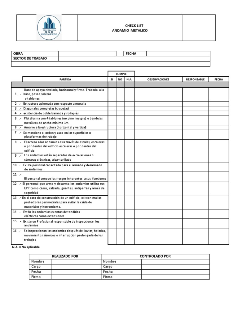 Checklist de Seguridad para Andamios Metálicos | PDF