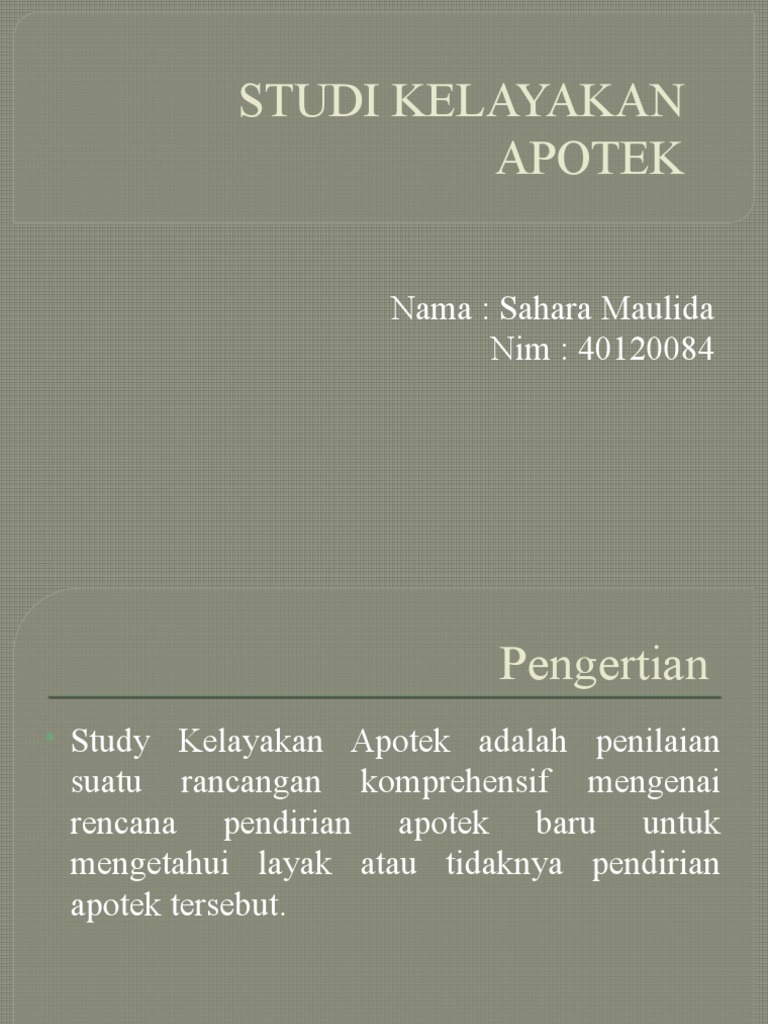 STUDI KELAYAKAN APOTEK | PDF