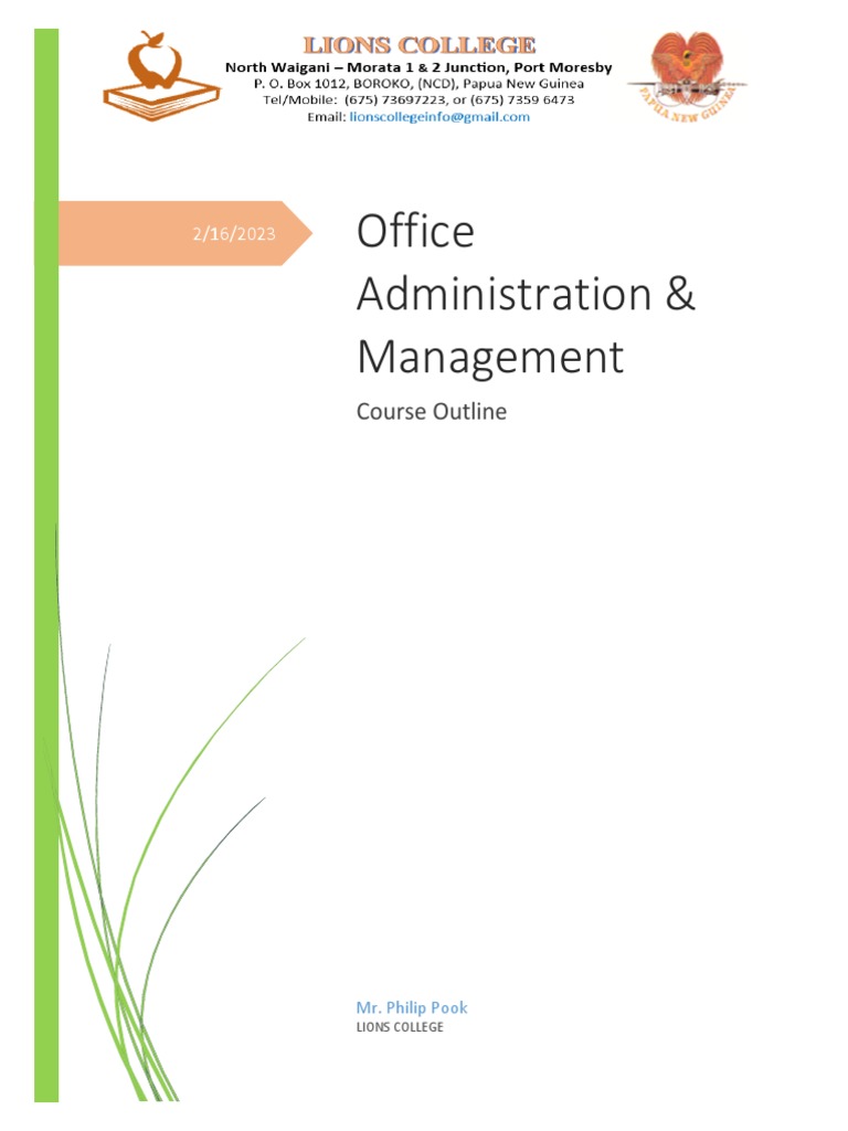 Office Administration & Management Course Outline | PDF | Human ...