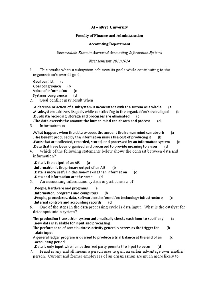 Ais Exam Midterm | PDF | Fraud | Information