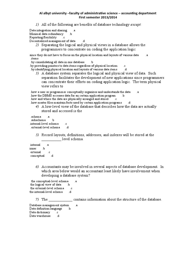 Ais Second Exam A Model | PDF | Databases | Security Hacker