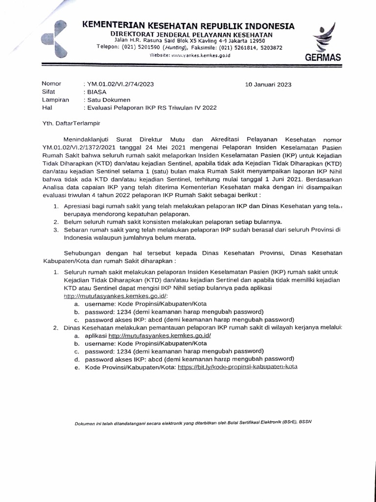 Evaluasi Pelaporan IKP RS 2022 | PDF