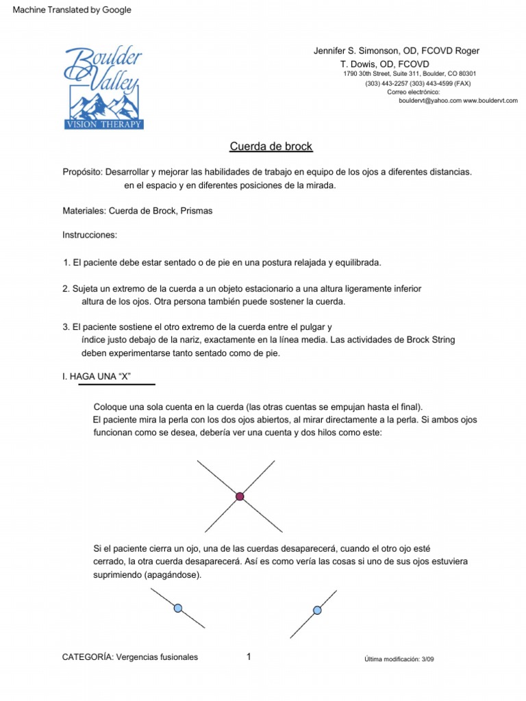 Ejercicios de Cuerda de Brock para Ojos | PDF