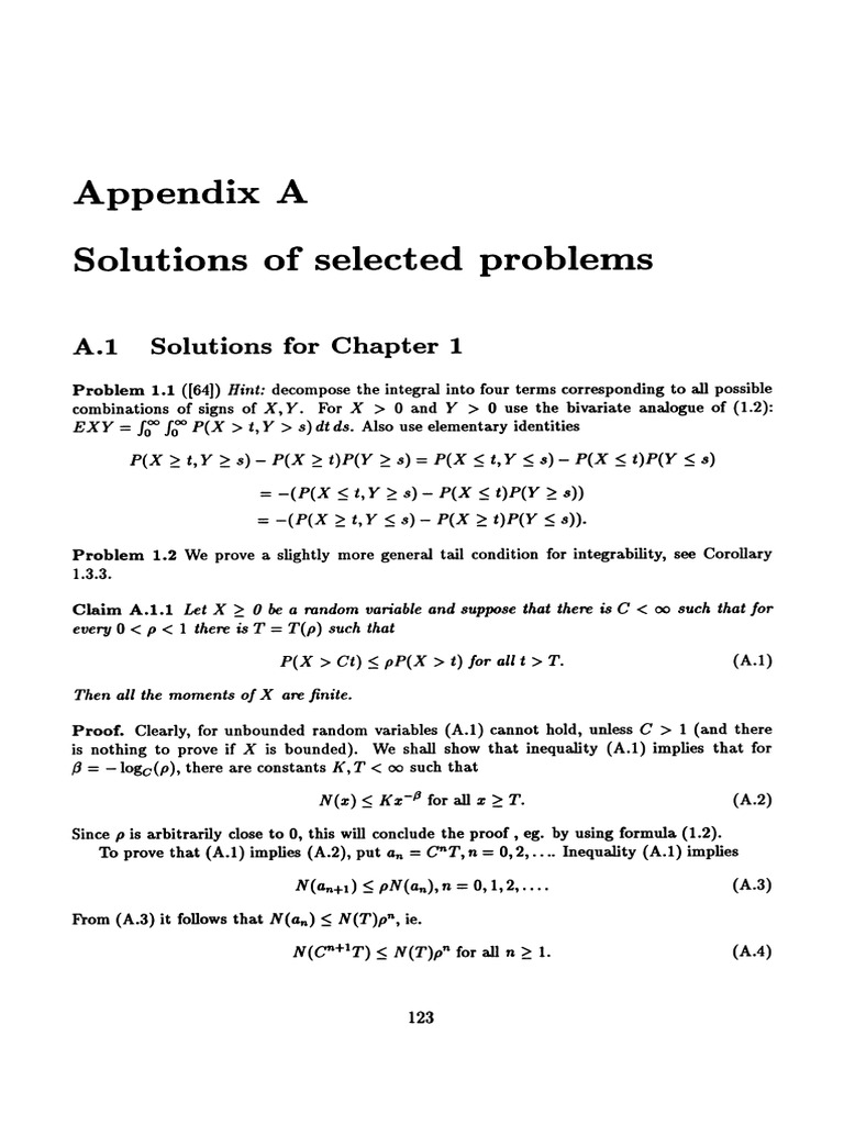 Appendix A Solutions of Selected Problems | PDF | Normal Distribution | Distribution (Mathematics)