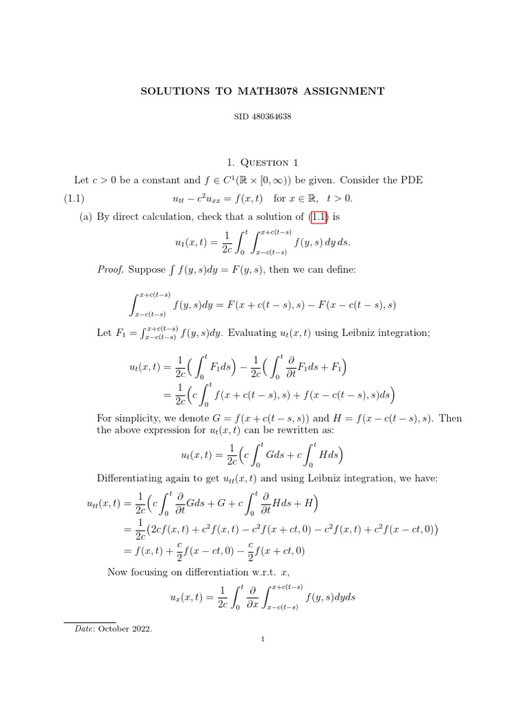 MATH3078 PDE Waves Assignment | PDF | Eigenvalues And Eigenvectors | Equations
