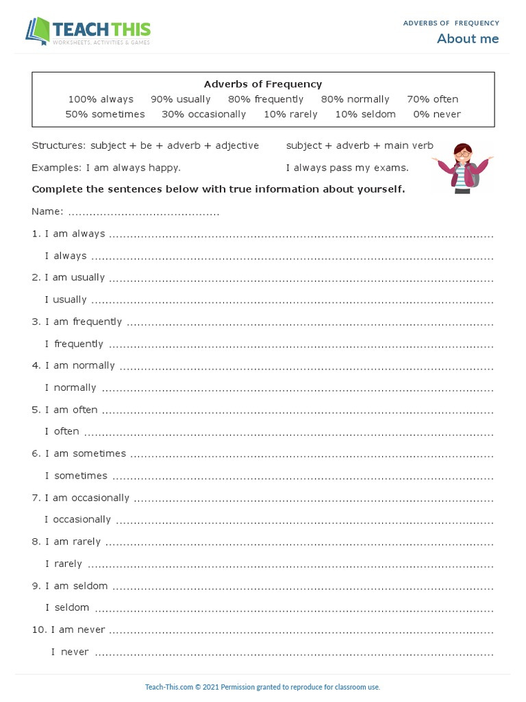 Task 3 - About Me - Frequency Adverbs | Download Free PDF | Adverb ...