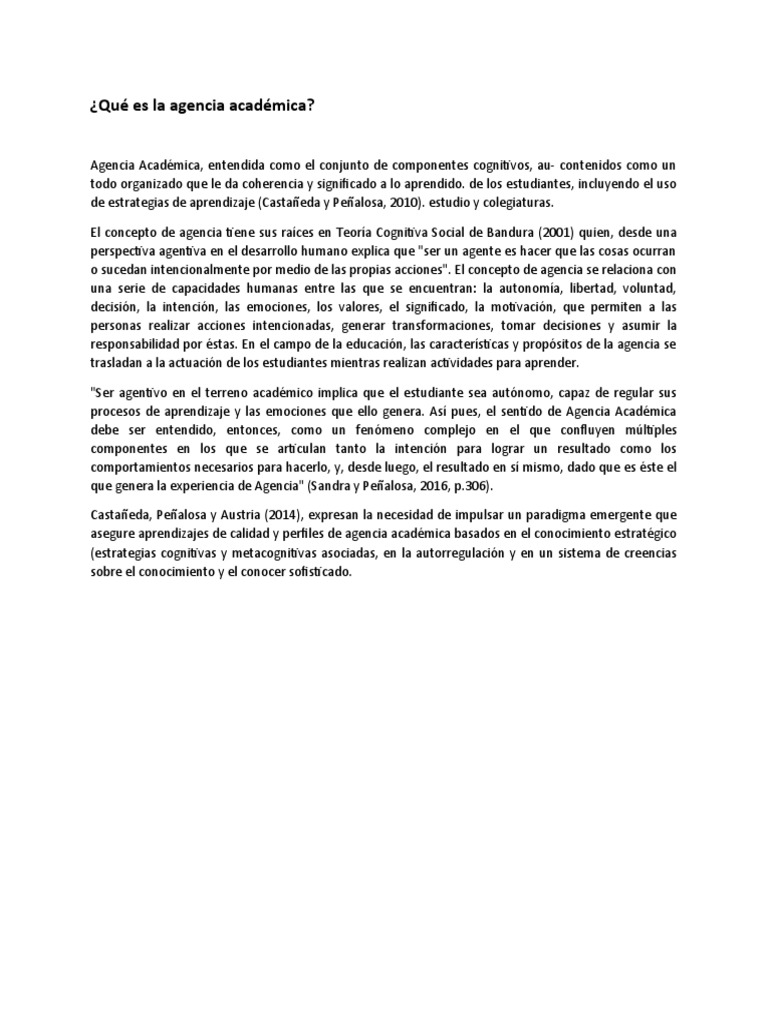 Qué Es La Agencia Académica | PDF